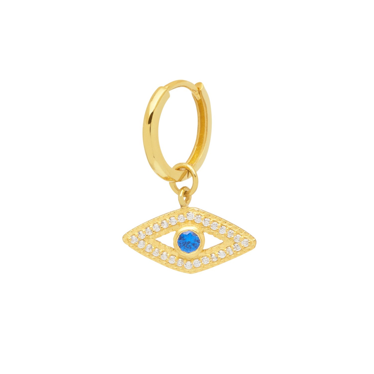 Evil Eye Hoop Earring - Gold earring with ethically sourced lapis and ...